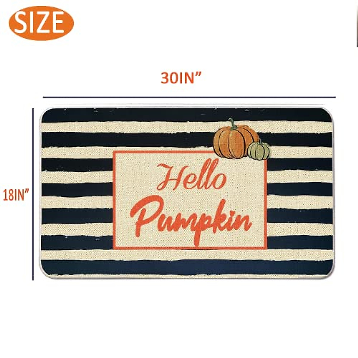 Gz Party Hello Pumpkin Door Mat,18 x 30 Inch Fall Holiday Non-Skid Floor Mat Switch Mat Indoor Outdoor Home Garden, Easy to Clean Low Profile Mat for Entry Patio Garage High Traffic Areas