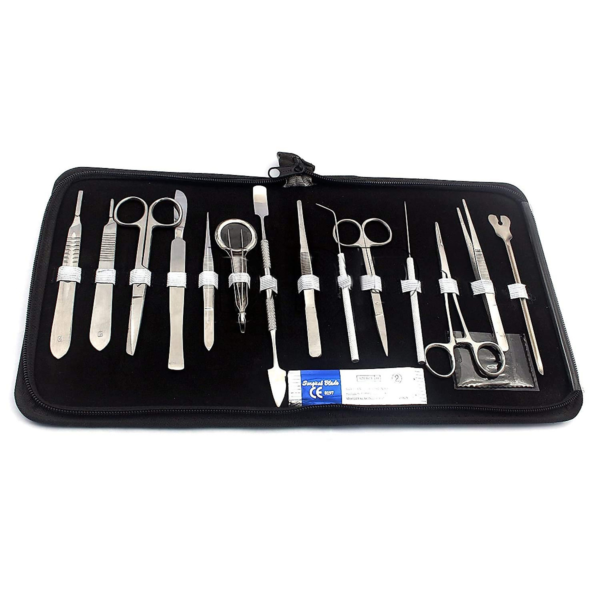 PRECISE CANADA: Premium Quality Stainless Steel Biology KIT Set with Tools for Medic Students of Anatomy, Biology, Veterinary, Marine Biology with CASE and Scalpel Blades Included for Frogs