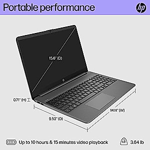 HP 15 inch Laptop, FHD Display, Intel Core i3-1215U, 8 GB RAM, 128 GB SSD, Intel UHD Graphics, Windows 11 Home in S Mode, 15-dy5599nr (2023)