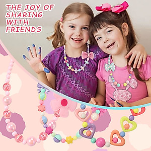 PinkSheep Kids Classic Jewelry, 6 Sets of Beaded Necklaces and Bracelets for Girls, Favors Bags for Girls Jewelry (Classic)
