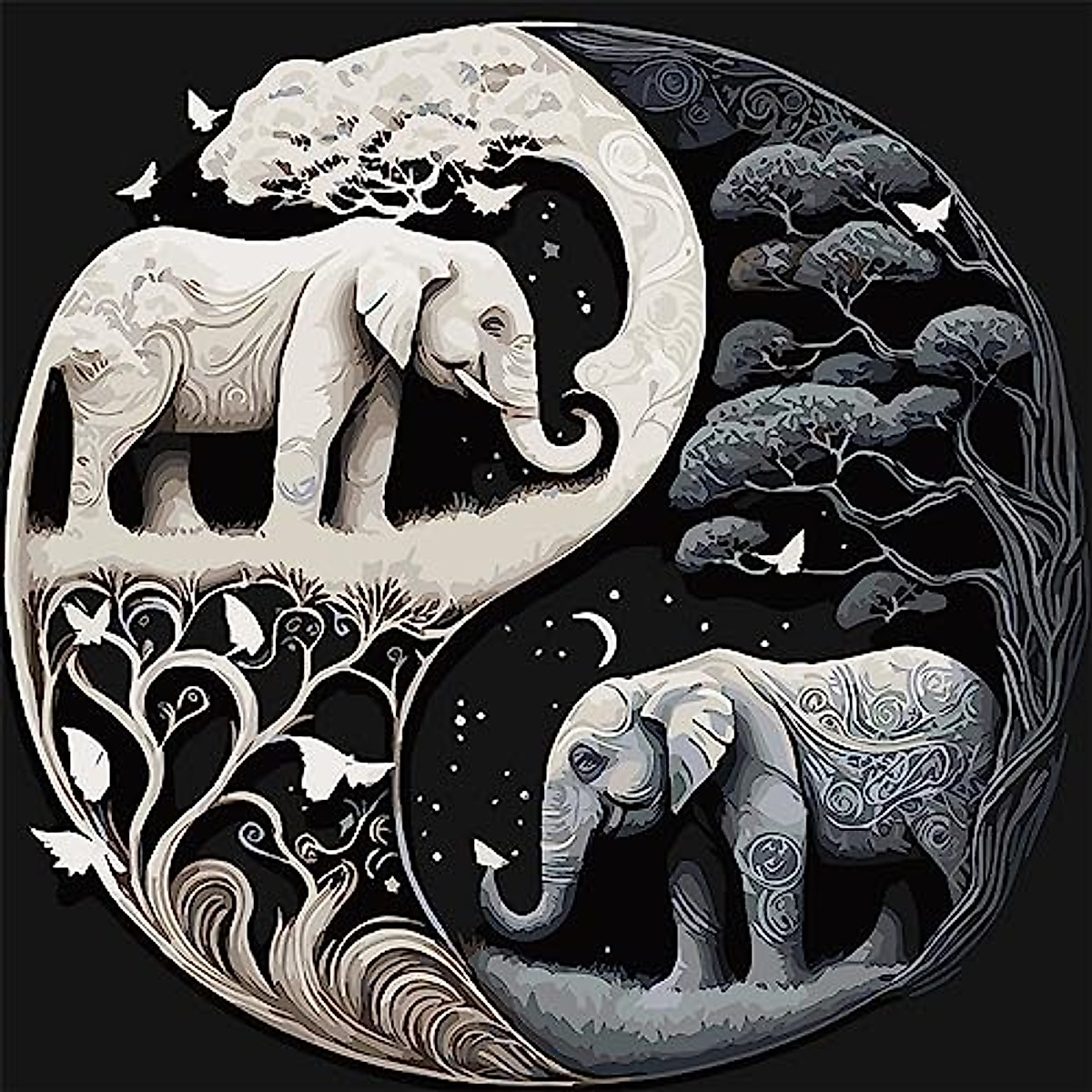 Eiazuiks Paint by Number for Adults. Elephant Paint by Numbers for Adults Beginner Drawing Paintwork with 3 Paintbrushes Paint Canvas Oil Painting Happy Fall 16” x 20”