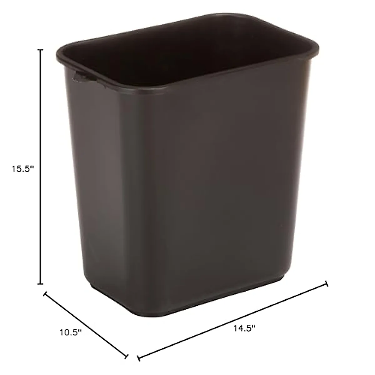 Impact 7702-5 Pinch'm Plastic Rectangular Soft-Sided Wastebasket, 28 qt Capacity, 14-1/2" Length x 10-1/2" Width x 15-1/2" Height, Black (Case of 12)