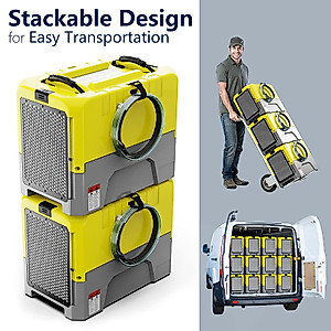 ALORAIR 180 PPD Commercial Dehumidifier with Pump Drain Hose, LGR Dehumidifiers for Basement Warehouse & Job Sites, Crawl Space Dehumidifier for Water Damage Restore, 5-Year-Limited Warranty, Yellow