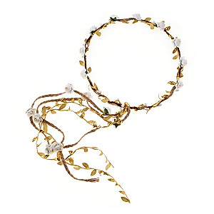 DDazzling Flower Crown Floral Wreath Headband Floral Garland Headbands photo props (Ivory and Gold)