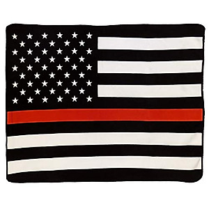 Infinity Republic - Thin Red Line Soft Fleece Throw Blanket - 50x60 Perfect for Living Rooms, bedrooms, Kids' Rooms, Outdoors!