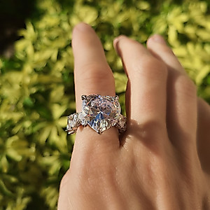 Heart shaped 5K Cubic Zirconia Engagement Handmade Ring. Luxury Quality Fashion Diamond-like Solitaire Ring. Amulet Talisman Good Luck ring