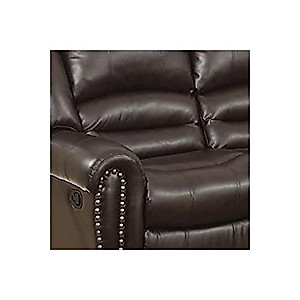 Benjara Leatherette Reclining Loveseat, Brown