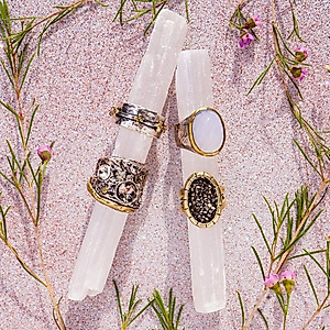 Waxing Poetic Melange Convergence Band Sterling Silver, Brass and Swarovski Crystals Statement Ring