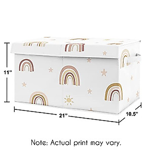 Sweet Jojo Designs Boho Rainbow Girl Small Fabric Toy Bin Storage Box Chest For Baby Nursery Kid Room - Blush Pink Dusty Rose Gold Yellow Mauve Taupe Beige Tan Bohemian Stars Sun Celestial Vintage Sky