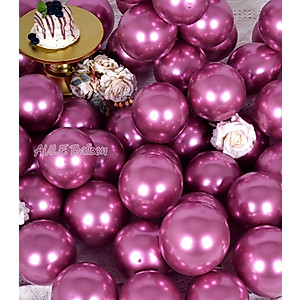 AULE Metallic Hot Pink Balloons 5 inch 50 Pcs Hot Pink Latex Balloons Chrome Helium Shiny Thicken Balloon Perfect Party Decoration for Wedding Birthday Baby Shower Graduation Christmas Carnival
