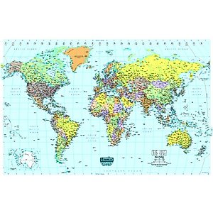House of Doolittle Write On/Wipe Off Laminated World Map 50 x 33 Inch (HOD710)