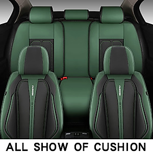 BLINGBEAR Full Coverage Faux Leather Car Seat Covers Full Set Fit for Cars Trucks Sedans SUVs in Auto Interior Accessories (Green)