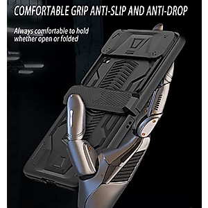 COCOING for Samsung Galaxy Z Flip 3 Case with Hinge Protection Device and Sliding Camera Protection Cover,Military-Grade Armor Protection Case for Samsung Z Flip 3 5G (Black)