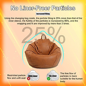 Bean Bag Sofa Cover (No Filler), Living Room Furniture PU Leather Washable Micro-Fiber Adult Beanbag Chair Outside Cover, Home Leisure Single Couch Bedroom Lazy Lounger Cover (Small)