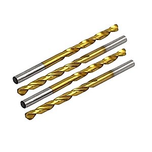 uxcell 4mm Drilling Dia 74mm Length Titanium Plated Straight Shank Twist Drill Bit 4pcs