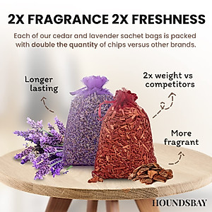 All-Natural Cedar and Lavender Sachet (20 Pack) with Hanger Hooks Included: 10 Lavender Sachets for Drawers and Closets, 10 Cedar Sachets Best Moth Repellent for Clothes