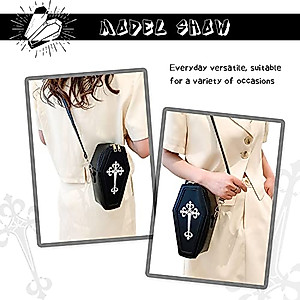 KUANG! Women's Gothic Pu Leather Shoulder Bag Coffin Shaped Handbag Purses Square Box Crossbody Bag for Halloween Party