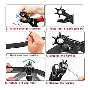 6 Sized 9 inch Heavy Duty Leather Hole Punch Hand Pliers Belt Professional