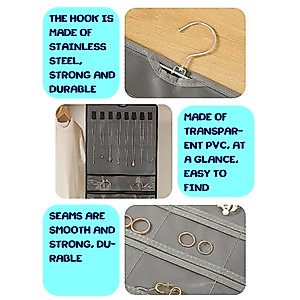 ONEPEACE Hanging Jewelry Organizer: Necklace & Earring Holder with Pockets for Closet, Wall or Door (Black)