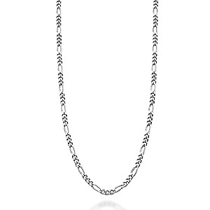 Miabella Solid 925 Sterling Silver Italian 2.3mm Diamond-Cut Figaro Link Chain Necklace for Women Men, Made in Italy (Length 20 Inches)