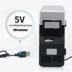 GOWENIC Mini Fridge for Bedroom, Portable Low Noise USB Fridge Cooler Single Can Car Refrigerator for Skincare, Beverage, Food, Cosmetics, Home, Dorm, Office and Car (Black)