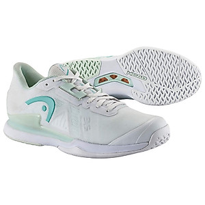 HEAD Women's Sprint Pro Sneaker, White/Aqua, 8