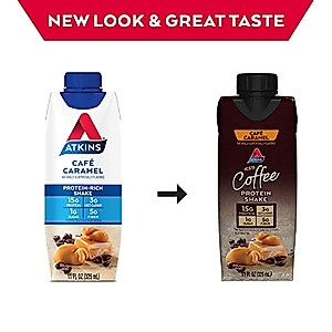 Atkins Iced Coffee Café Caramel Protein-Rich Shake, with Coffee and Protein, Keto-Friendly and Gluten Free (12 Shakes)