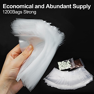 AGBOLO 1200Pcs Small Plastic Bag for Jewelry, 3x4'' Small Zip Bag Baggies Resealable, 2 Mil(2 Layer) Durable Small Zip Bag for Pill and Small Business - Clear