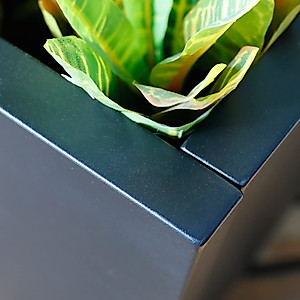 KOL Galvanized Steel Rectangular Planter Box, (16''H.x12''W.x36''L) Large Planters for Indoor Outdoor Plants,Black Powder Coated Metal Planter, Heavy Duty Modern Flower Pot, Commercial & Residential