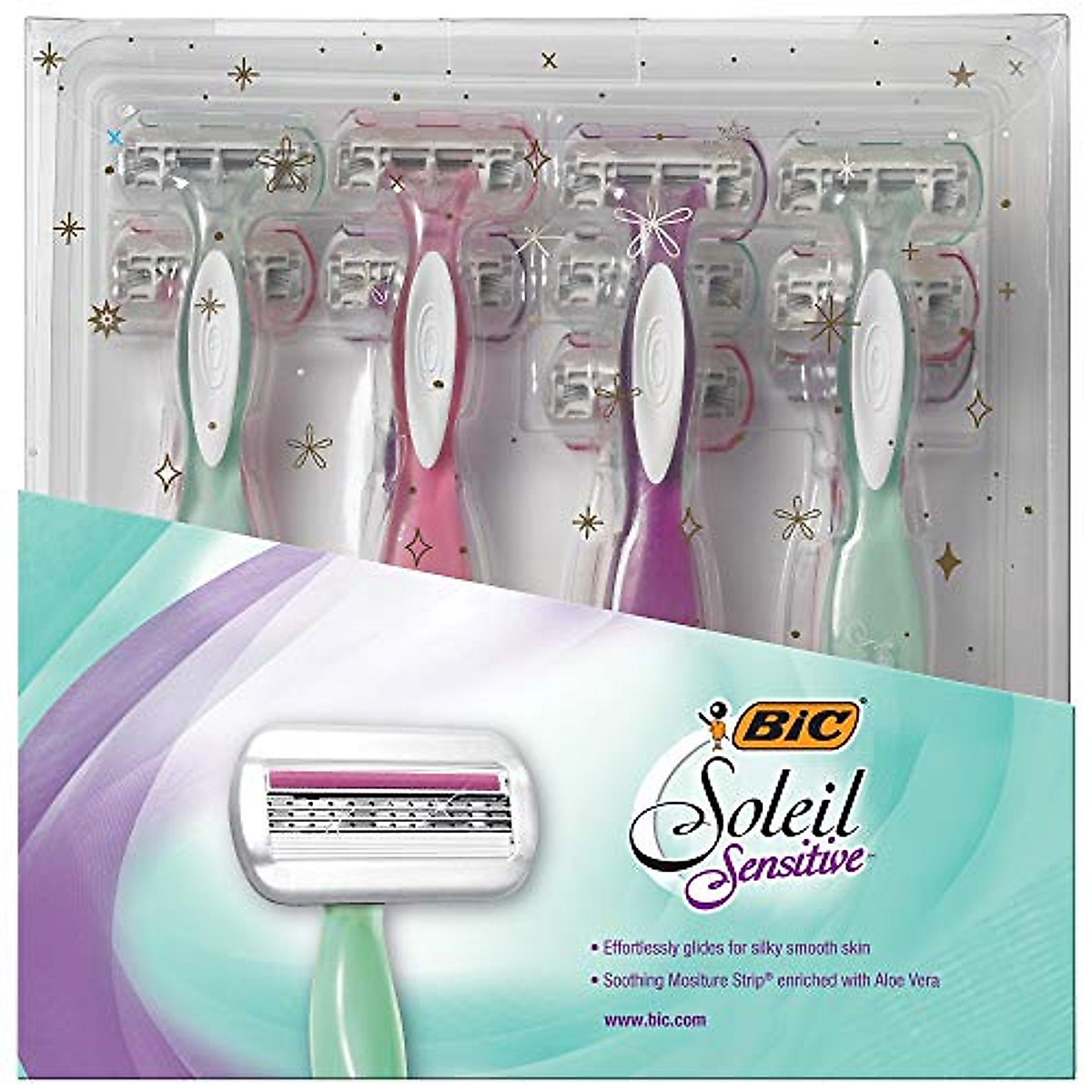 BIC Soleil Sensitive Women's 3-blade Disposable Razor Gift Set, 10Count