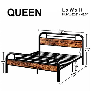 LIKIMIO Queen Bed Frame, Platform Bed Frame Queen with Headboard and Strong Support, Easy Assembly, Noise-Free, No Box Spring Needed