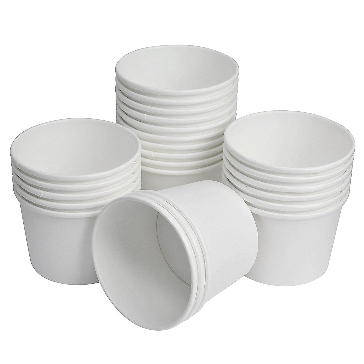 Mr Miracle 16 Ounce Soup / Frozen Dessert Containers with Lids in White. Pack of 25 Sets