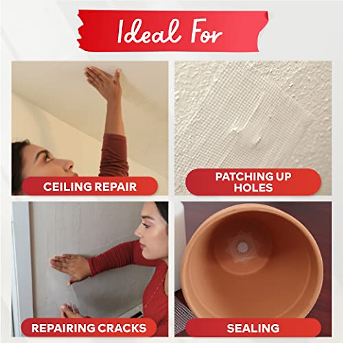 XFasten Drywall Repair Mesh Tape - 6-Inch X 90-Foot Mesh Tape for Drywall Repair, Fiberglass Drywall Patch Hole, Heavy Duty Wall Repair Mesh Spackle Tape, Wall Crack and Seam Repair Joint Tape