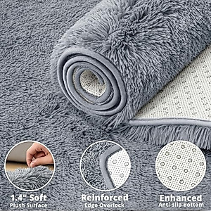 ROCYJULIN Rug, 8x10, Light Grey, High Pile, Area Rug for Living Room, Bedroom, Dorm Room, Playroom, Kids Room