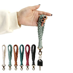 Dannwlot 6pcs Boho Macrame Wristlet Keychain for Women Car Key Holder Lanyard Keyring Strap Wallet Pendant Teacher Mother's Day Gift