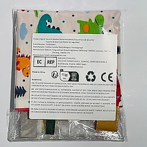 G-Tree Baby Comfort Blanket with Tag, Multi-Coloured Dinosaurs Tag, FOMUNI Taggy Blanket - Red Textured Underside