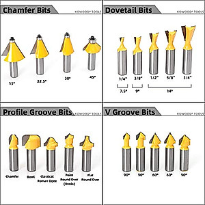 KOWOOD Router Bits Set 1/2 Inch Shank 丨70 - Piece Set.