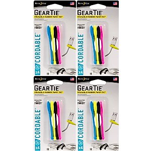 Nite Ize Gear Tie Cordable 3 in. L Assorted Cable Tie 4 pk