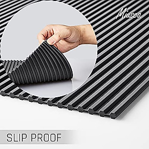 Miusco Large Thick Silicone Mat, Dish Drying Mat, Hot Tool Mat, Bar Mat 0.24 In (6.1 MM) Thick, Gray, 20" x 16", Premium Heat Resistant Kitchen Mat, Non-slip Pads, Fast Drying, Dishwasher Safe, Grey