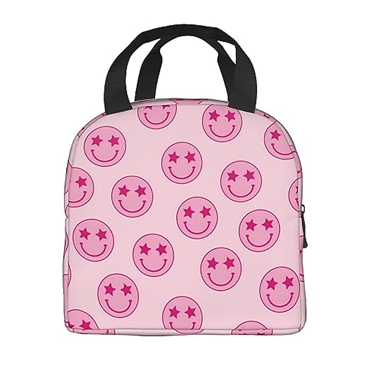 Eleploi Pink Smile Face Insulated Lunch Bag - Chic & Practical, Lunch Box For Office, Picnics, Outdoor Adventures