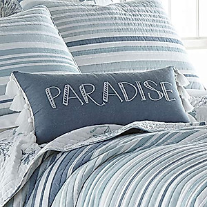 Levtex Home - Truro - Decorative Pillow (12 X 24in.) - Paradise - Dusty Blue and White