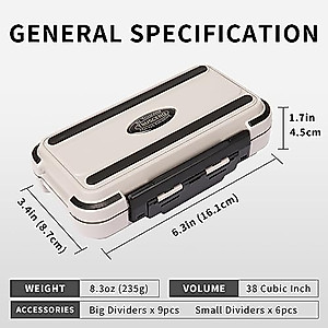 TRUSCEND Fishing Tackle Box Organizer and Storage, Waterproof Plastic Ice Fishing Lure Box, Small Bulk Saltwater Fishing Tackle Box Container for snacks with Adjustable Dividers, Fishing Gifts for Man