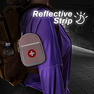 SITHON Insulated Medicine Carrying Case Bag - Small Travel Medication Organizer Emergency Medical Pouch Holds Auvi Q, Nasal Spray, Allergy Meds, Asthma Inhaler Case for Small EpiPens, Pink