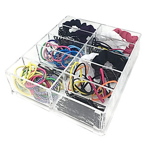 BY ALEGORY Acrylic Hair Accessory Organizer Storage for Bows Ties Bobbi Pins Claws Barrette Silk Scarves Scrunchies Ribbon Bandana Drawer Refillable Container Tray