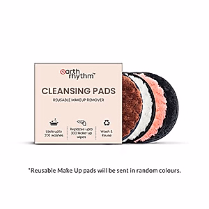 Earth Rhythm Reusable Makeup Remover Pads | Makeup remover wipes | Remover waterproof makeup - Pack of 4