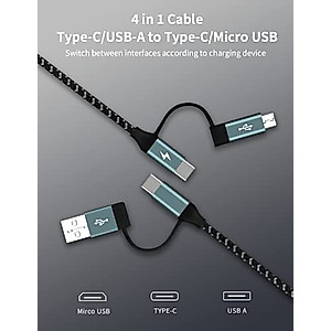 MOMAX Multi USB C Fast Charging Cable, 4 in 1 USB C/USB A to USB C/Micro USB PD 60W Nylon Braided Multiple USB Cable Charge Adapter Connector for All Android, Data Transfer, QC Fast Charging (Grey)