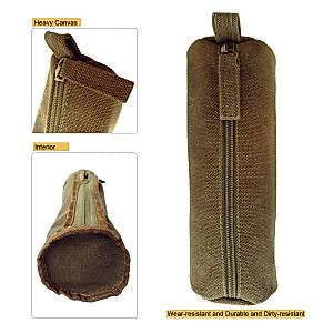 Enyuwlcm Heavy Canvas Stationery Portable Compact Simple Zipper Pencil Case and Durable Small Medicine Bag 1 Pack Khaki