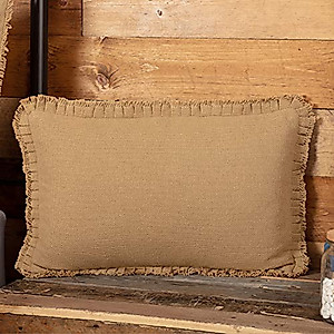 VHC Brands Burlap Solid Color Cotton Farmhouse Bedding 22x14 Filled Pillow, 14x22, Natural Tan