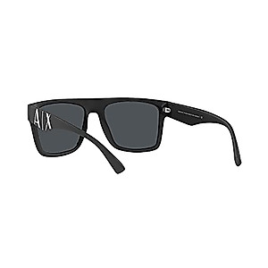 A|X ARMANI EXCHANGE Men's AX4113S Rectangular Sunglasses, Matte Black/Dark Grey, 55 mm