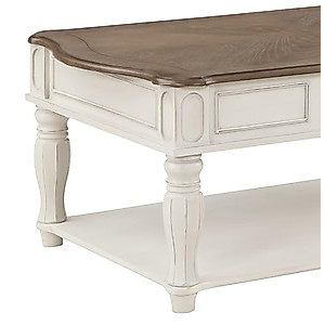 Acme Florian Wooden Coffee Table with Lift Top in Oak and Antique White